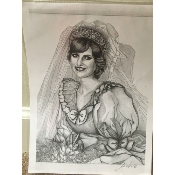 Art | Diana Princess Of Wales Pencil Drawing Portrait Sketch Black ...